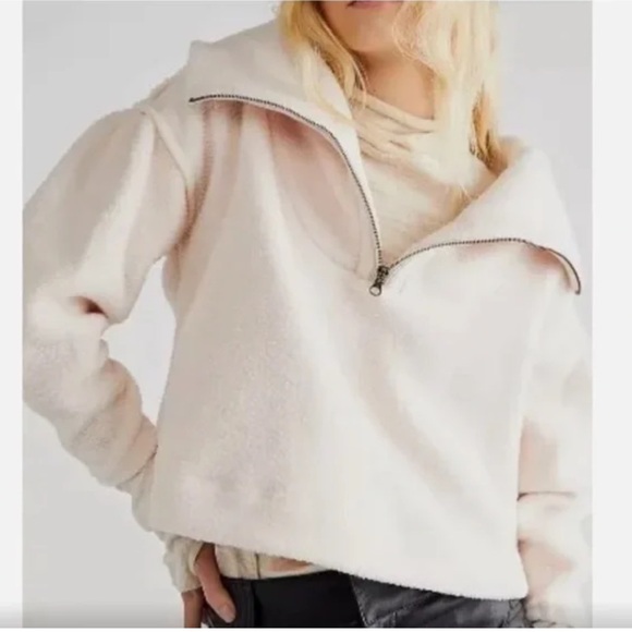 Free People | Tops | Free People Poppy Faux Sherpa Quarter Zip Pullover ...